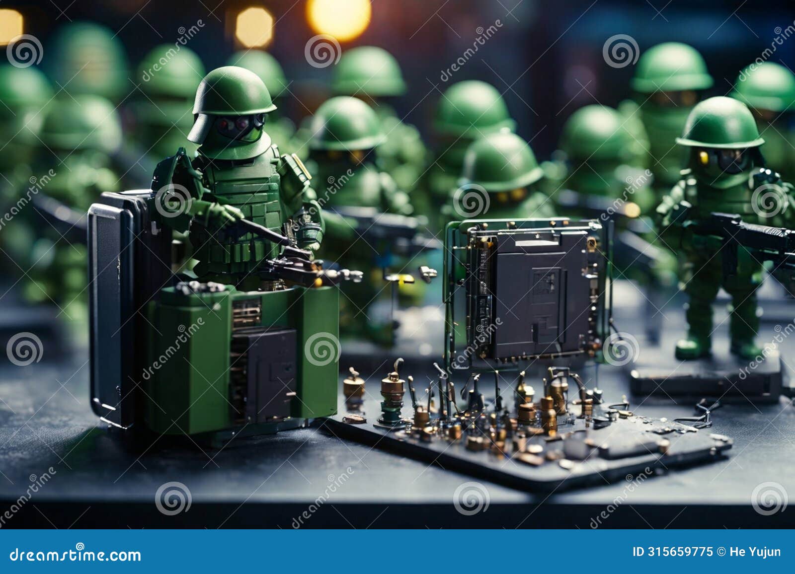 Miniature Military Diorama Featuring Tanks And Soldiers In A Detailed ...