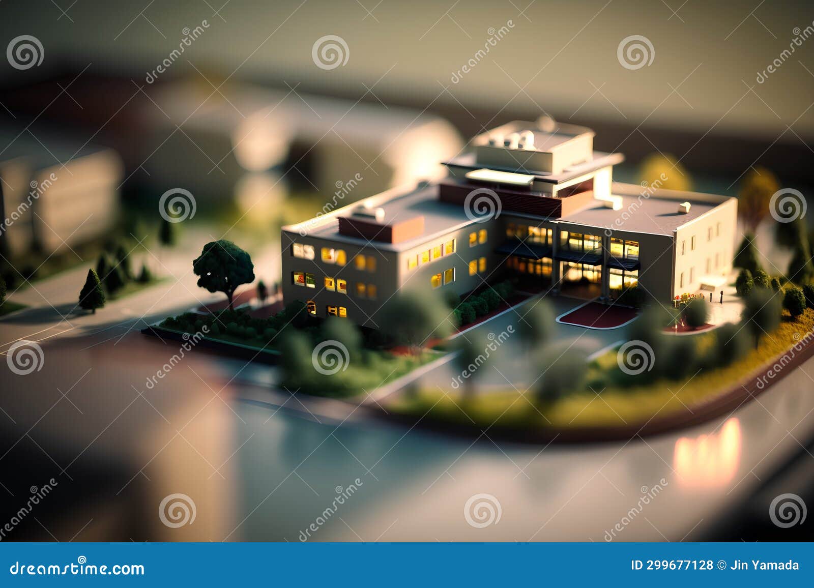 Miniature Model of the City on the Table. 3d Render Stock Illustration ...