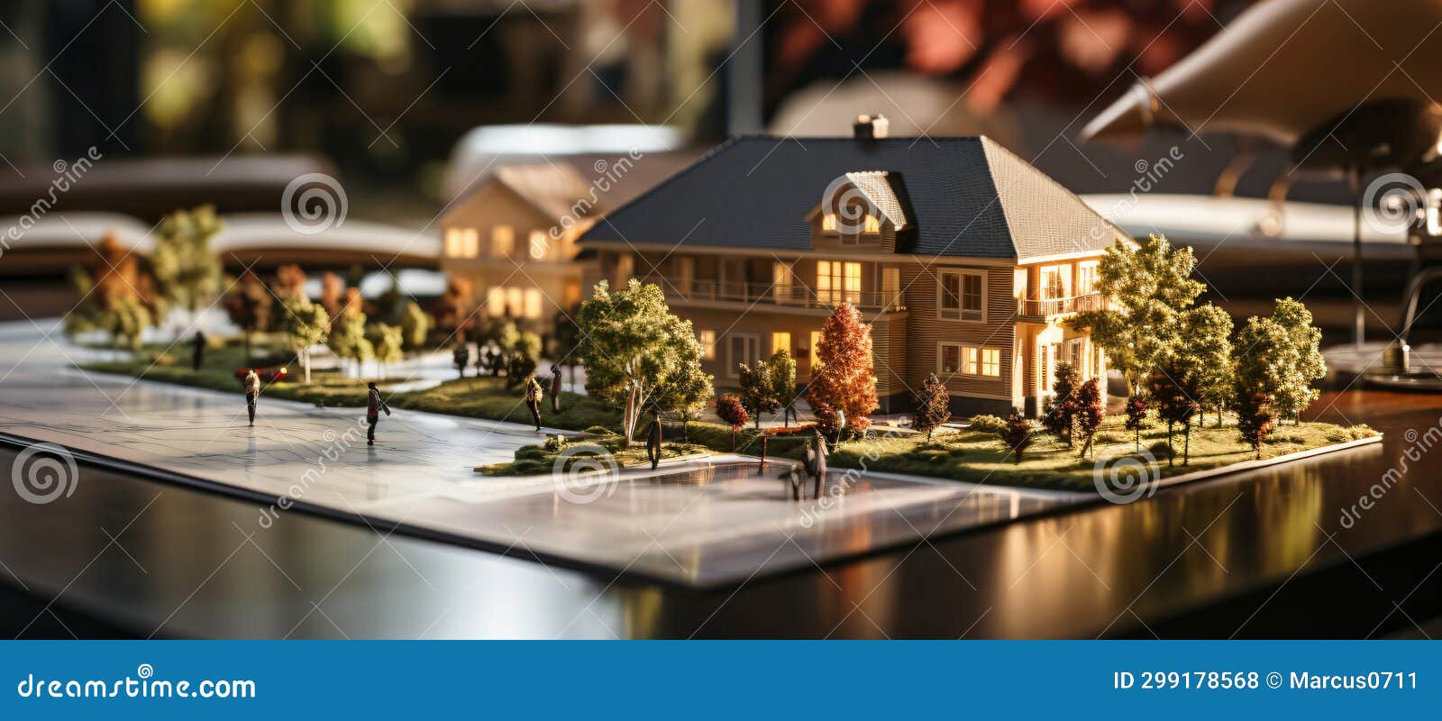 The Miniature Model of a Detached House Stands on a Table in an ...