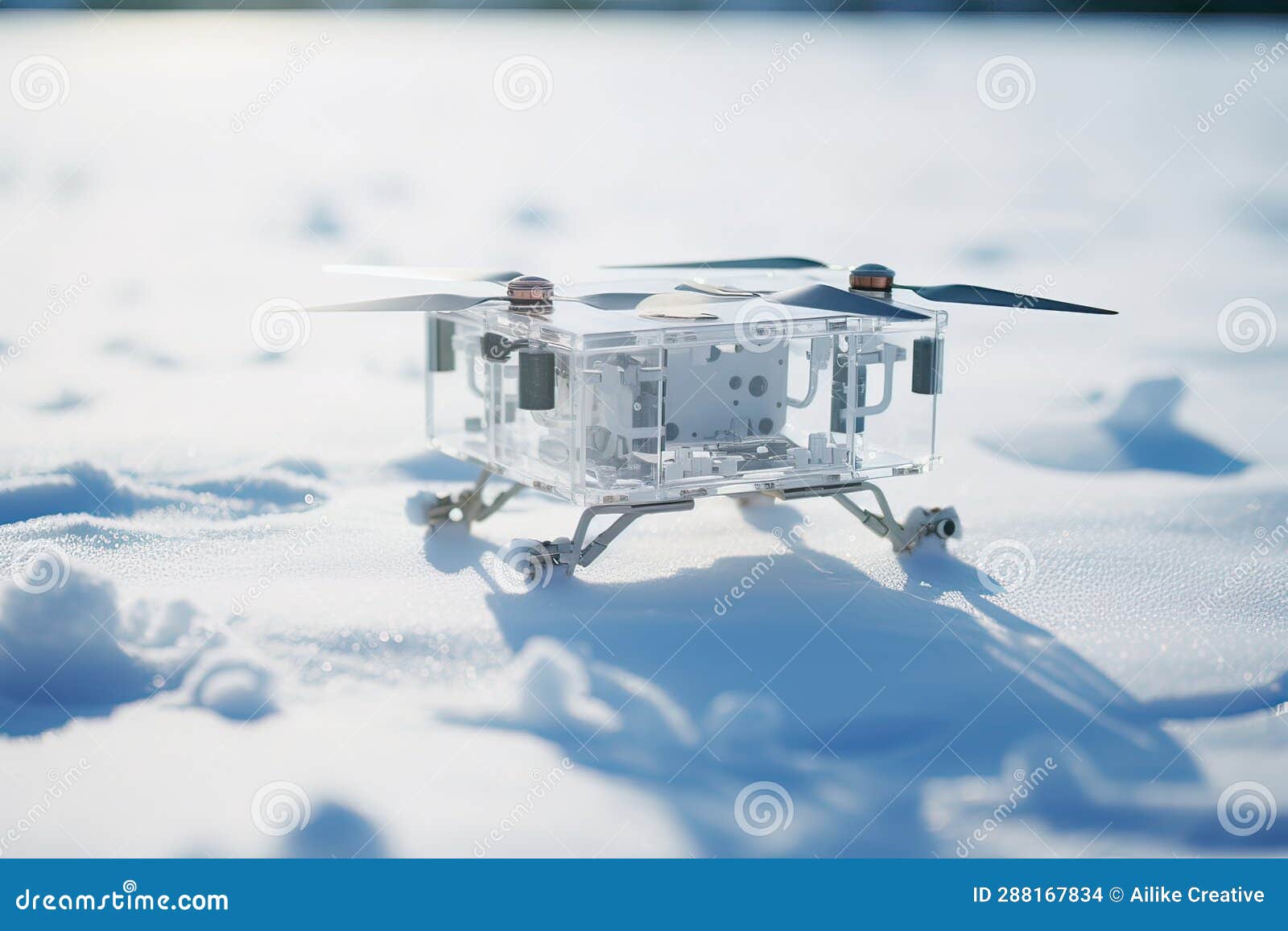 Miniature Model of a Drone in the Snow. Close-up Stock Illustration ...