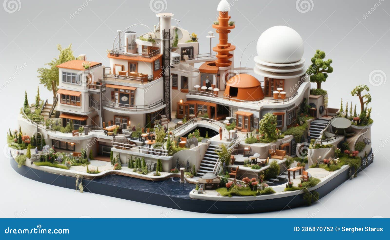 A Miniature Model of a Futuristic City with a Tower. Generative AI ...