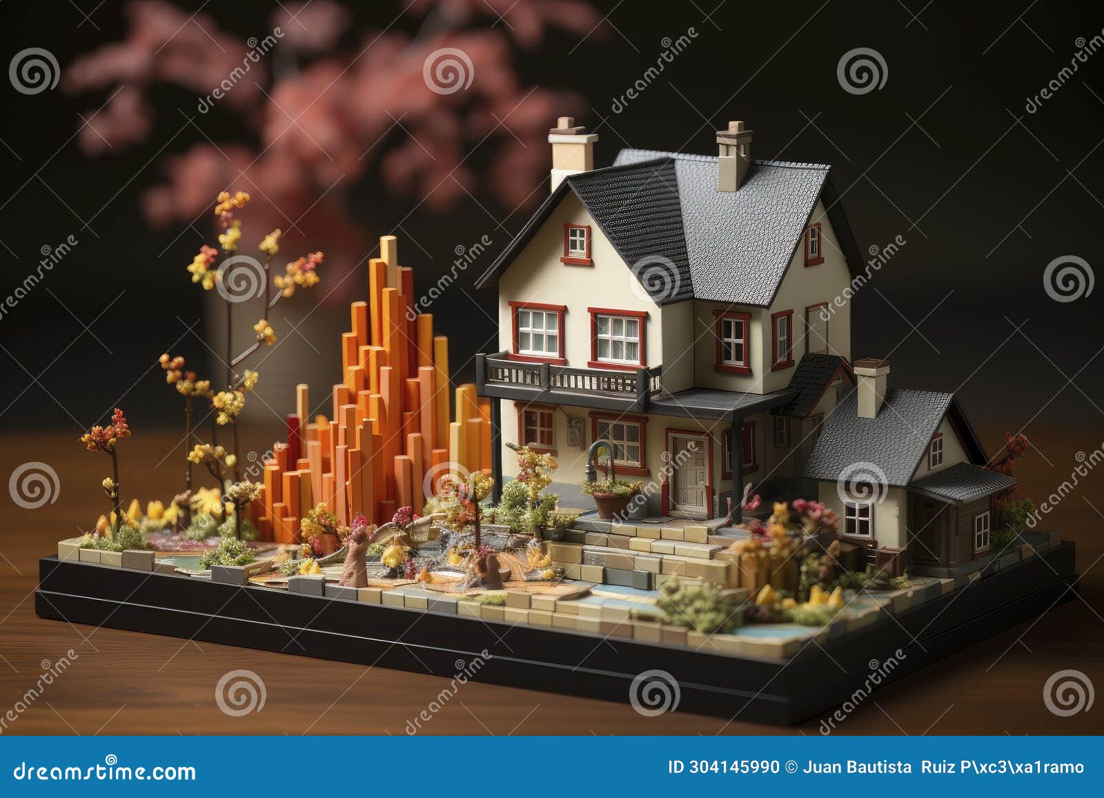 Miniature Model Home with Urban Development Background. Stock ...
