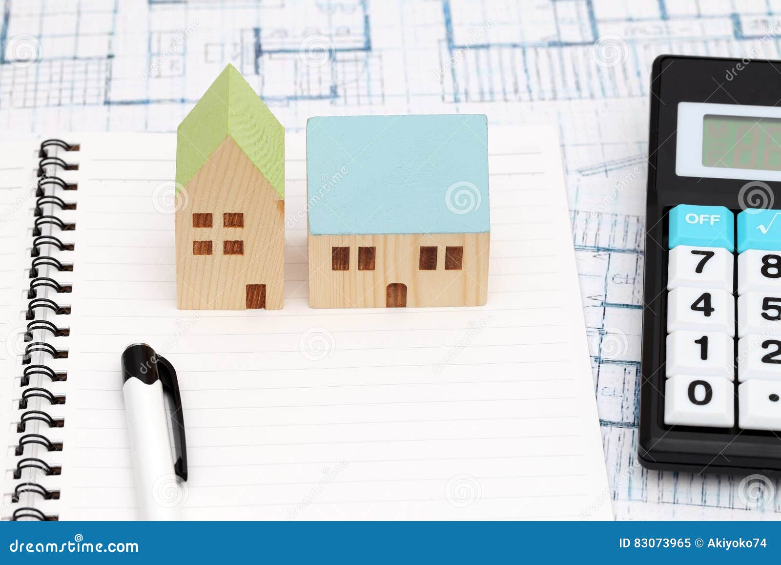 Miniature Model of House and Blueprints Stock Image - Image of house ...