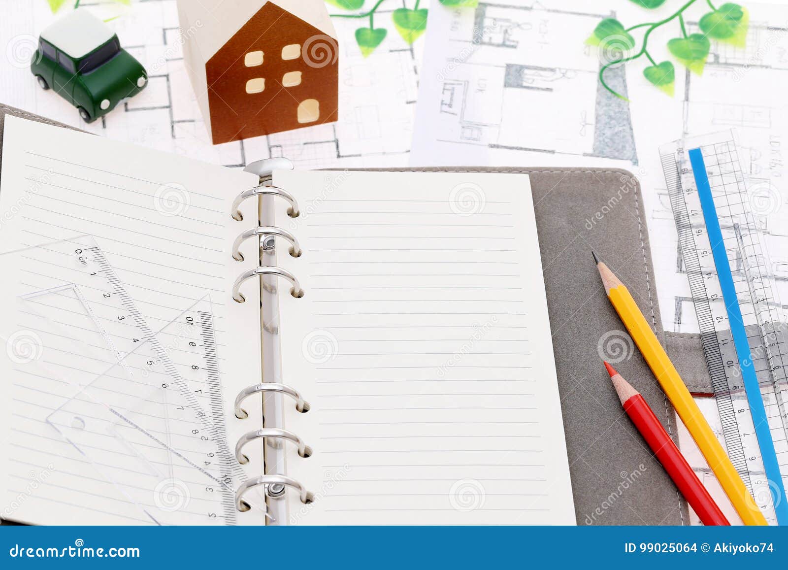 Miniature Model of House on Blueprints Stock Photo - Image of blank ...