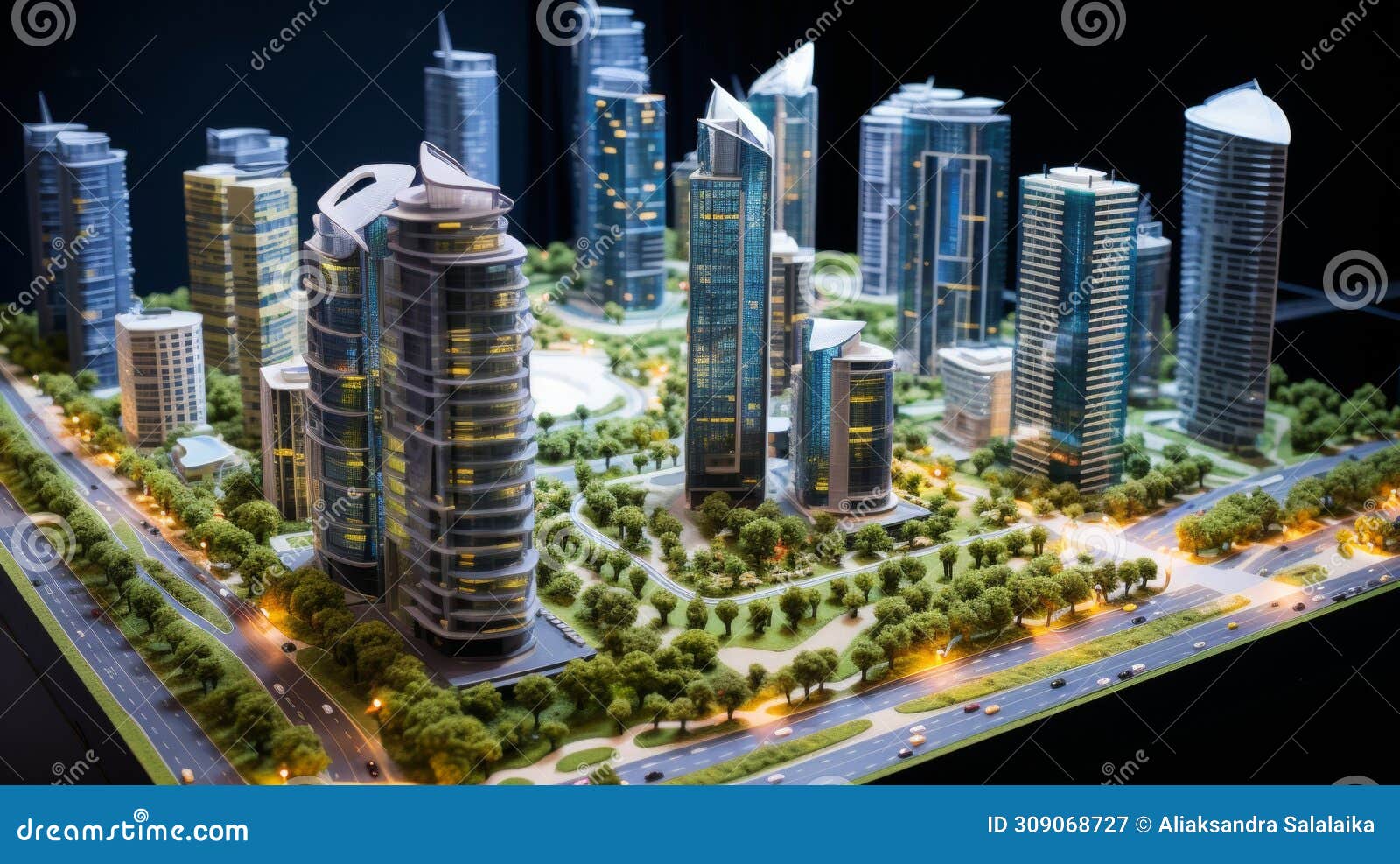 Miniature Model of Modern Building Complex Project on Office Table in ...