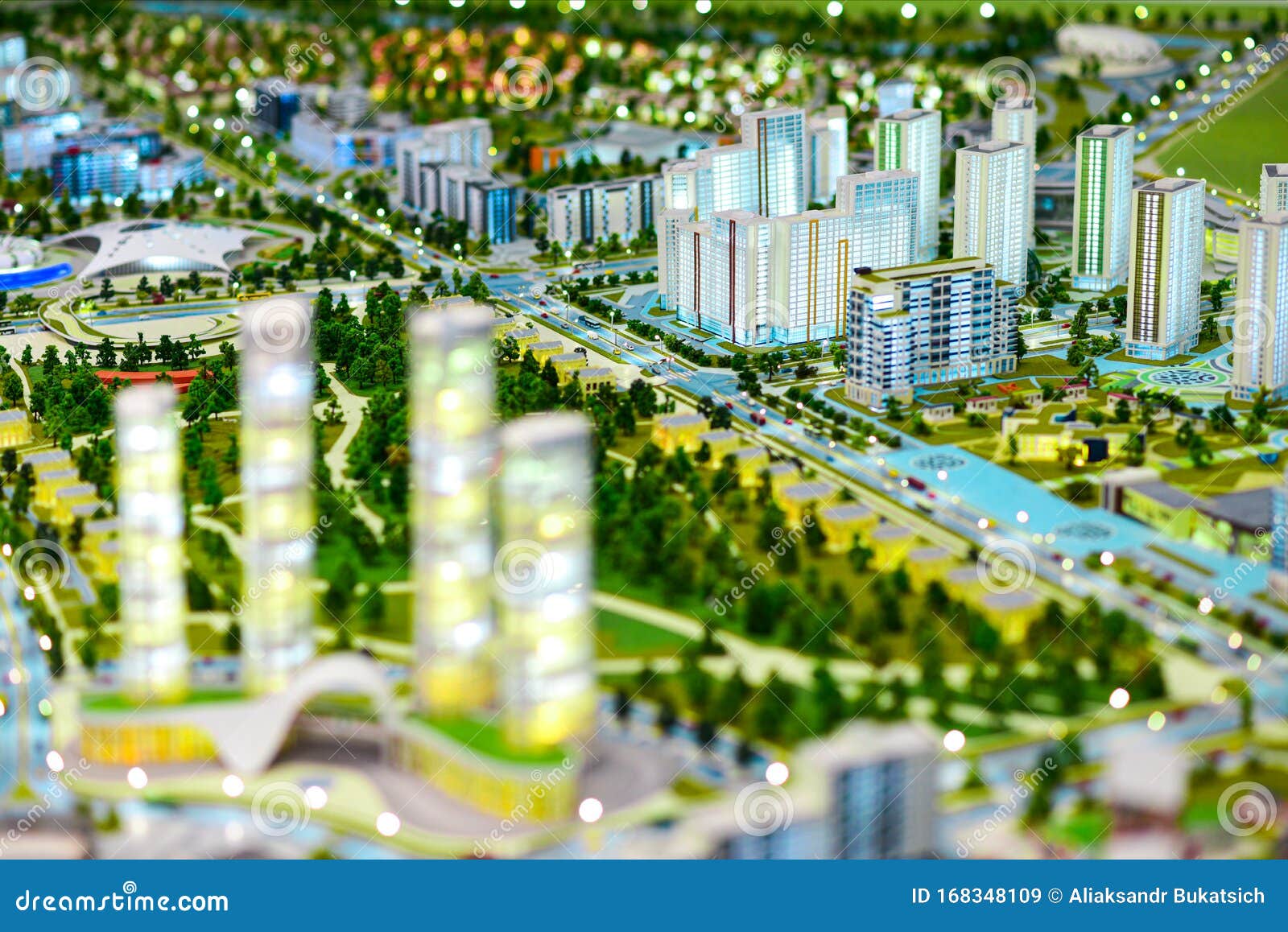 Miniature Model of a Modern Green City Stock Image - Image of ...