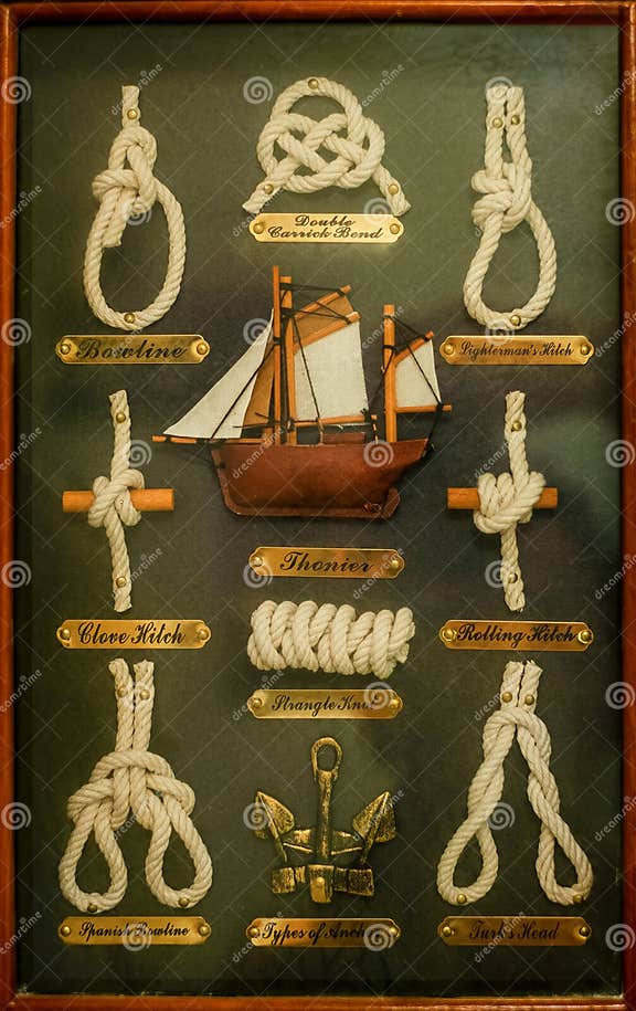 Miniature Model Nautical Knots on a Frame Stock Photo - Image of loop ...