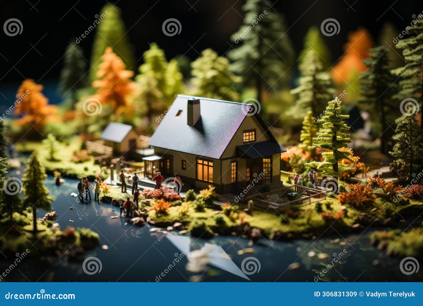 Miniature Model Of A Quaint House Amidst A Serene Forest Stock Photo ...