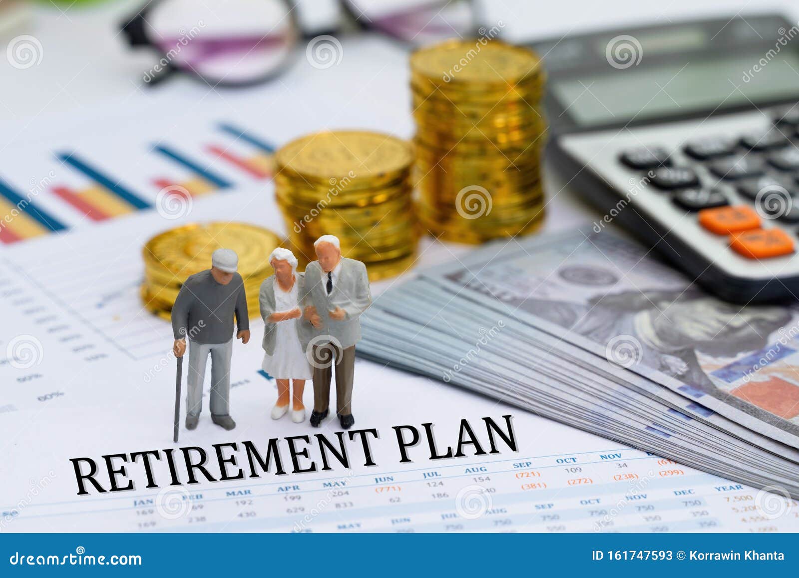 Miniature Model of Senior People Standing on Retirement Plan Report ...