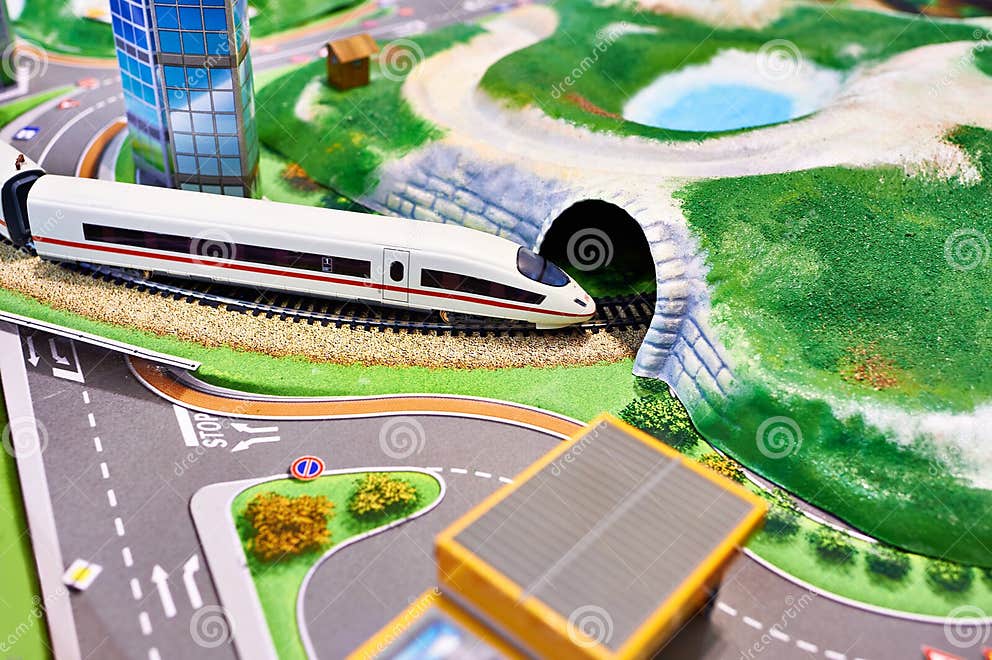 Miniature Model of Terrain with Railway and Train Editorial Stock Image ...