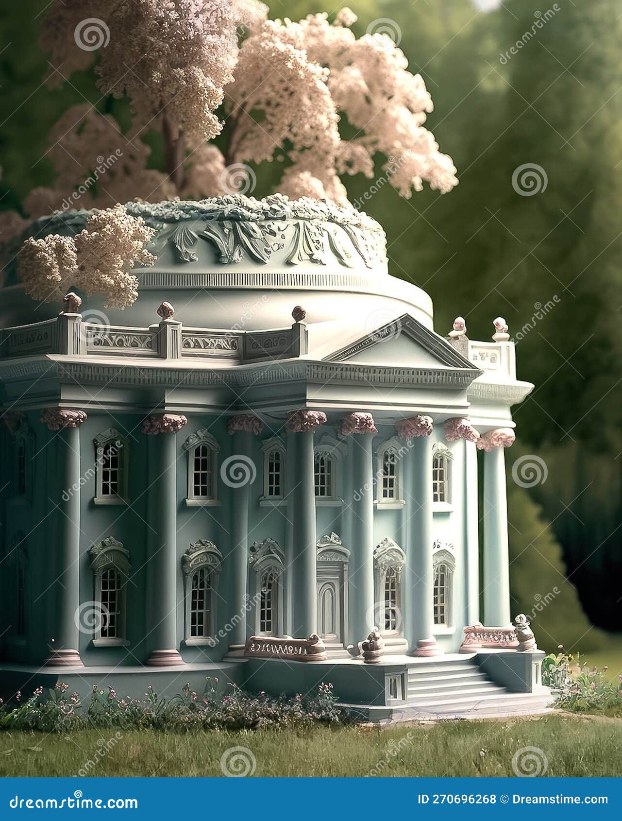 A Miniature Model of a White House with a Small Tree on the Top. Stock ...