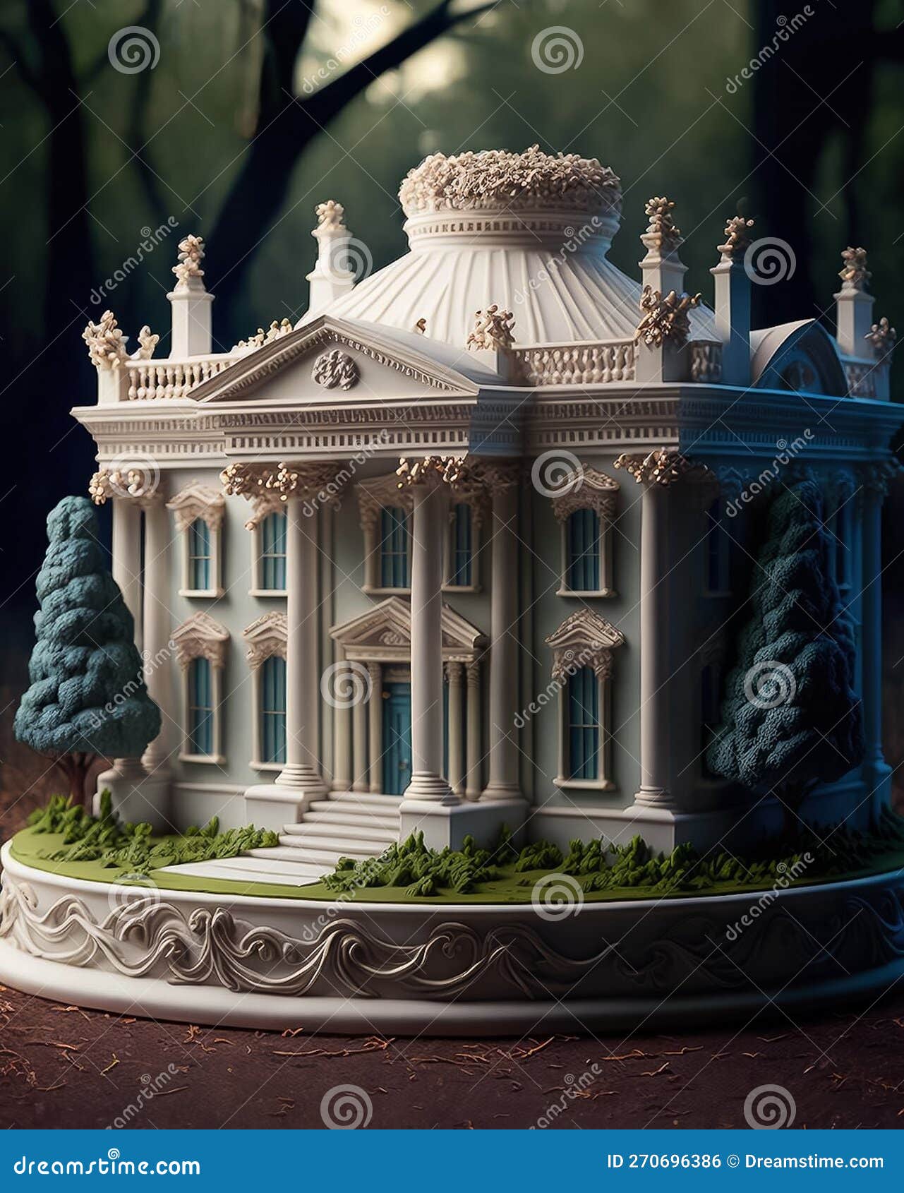 A Miniature Model of a White House with a Small Tree on the Top. Stock ...