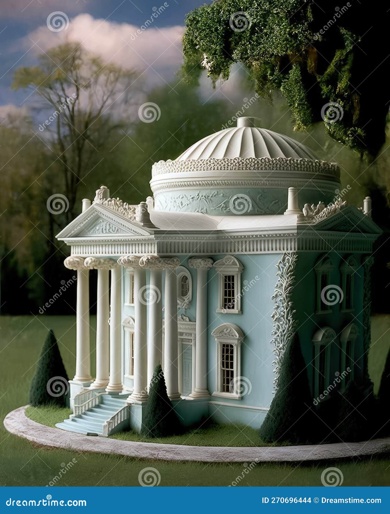 A Miniature Model of a White House with a Small Tree on the Top. Stock ...