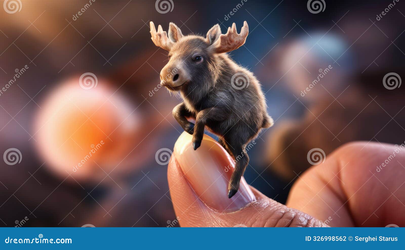 A Miniature Moose is Sitting on a Finger of Someone& X27;s Hand, AI ...