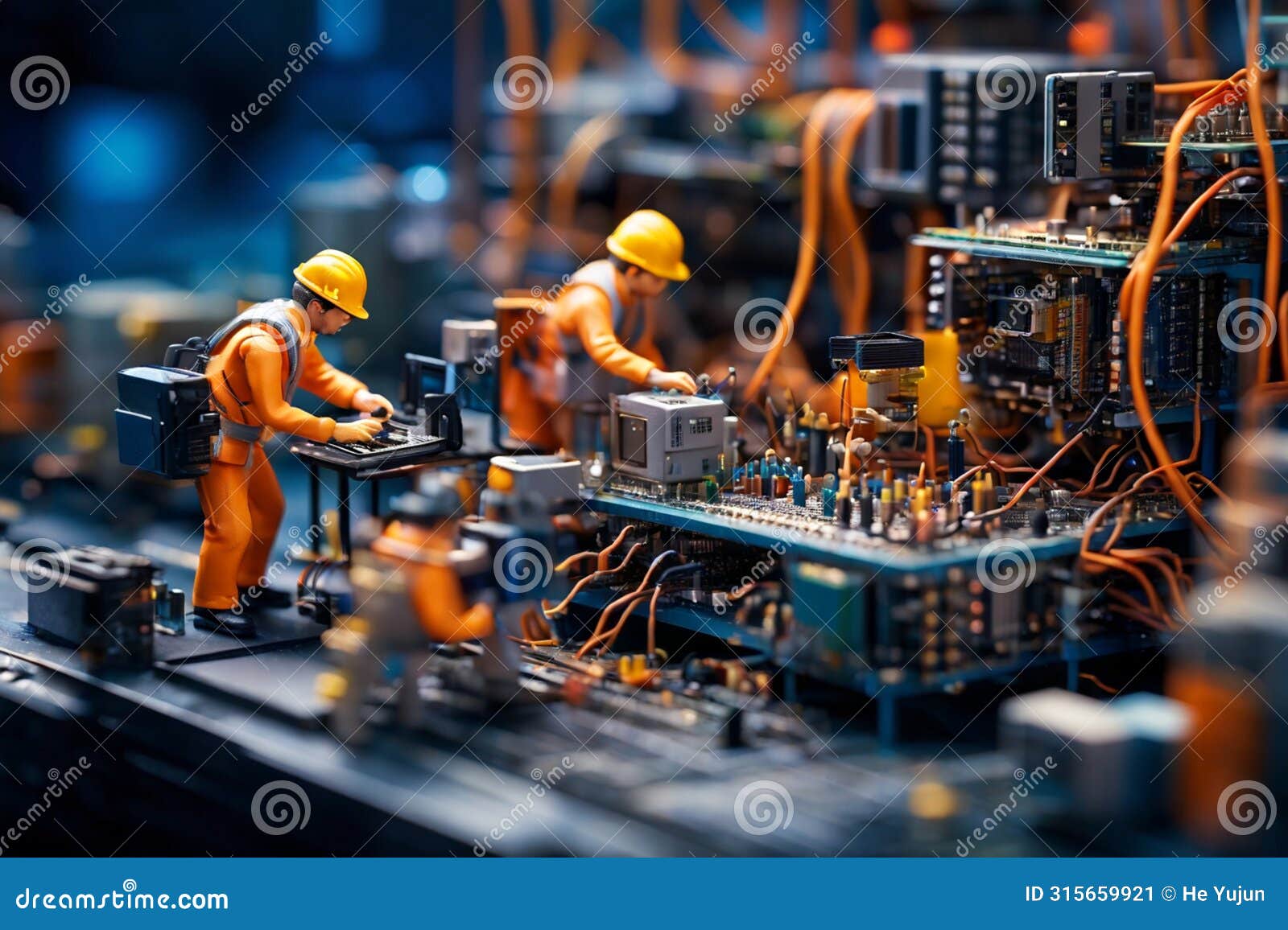 Miniature Network Engineers at Work. Technology Concept Stock ...