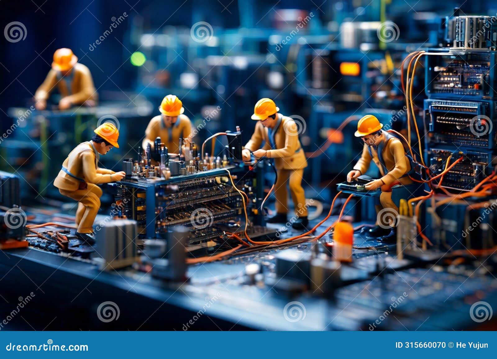 Miniature Network Engineers at Work. Technology Concept Stock ...