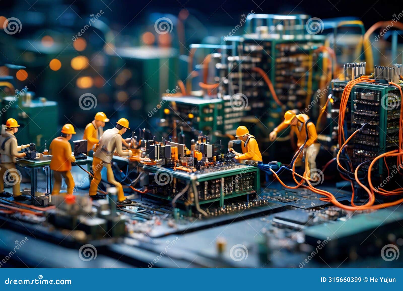 Miniature Network Engineers at Work. Technology Concept Stock ...