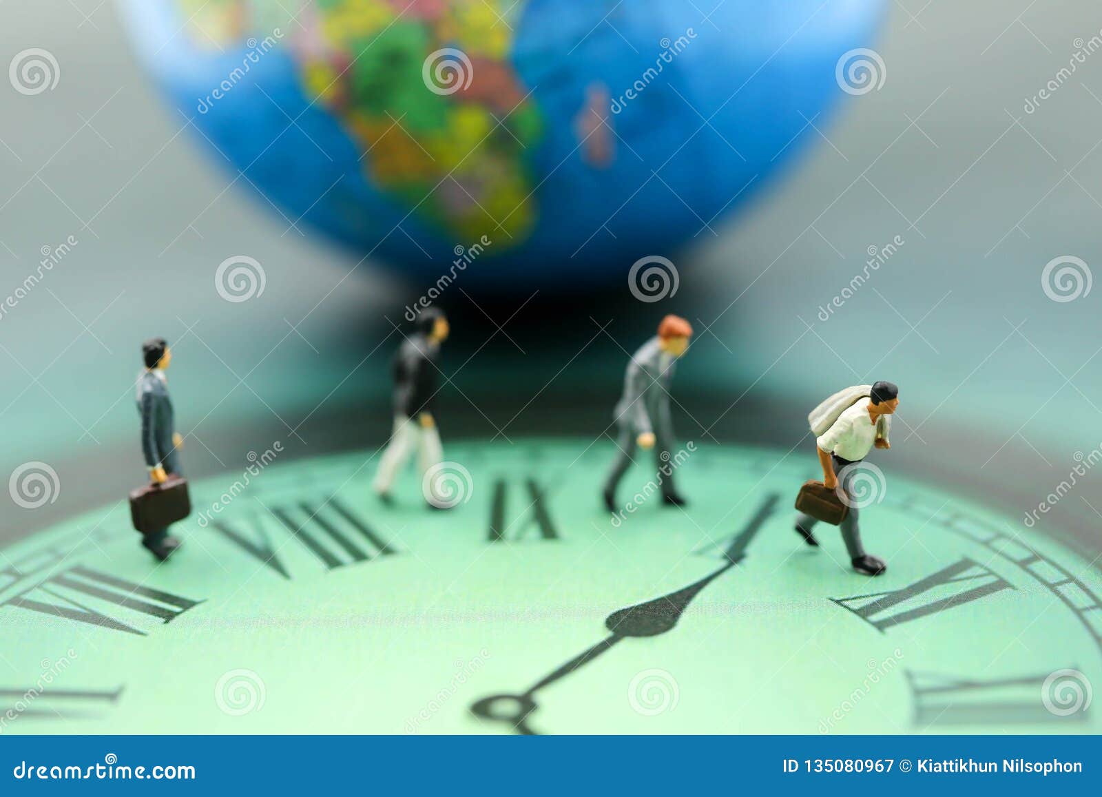 Walking On Clock Hands With Growing Red Arrow Royalty-Free Stock Photo ...