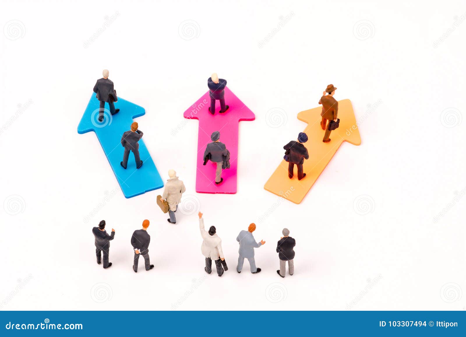 Miniature People, Businessman Leader Standing on Arrow Stock Photo ... Miniature People, Businessman Leader Standing on Arrow Stock Photo ...