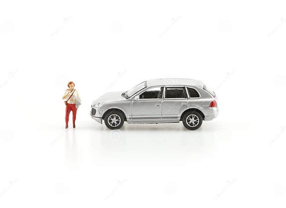 Miniature people with car stock image. Image of travel - 95812603