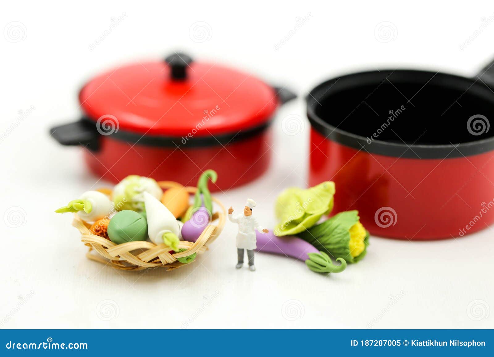 Miniature People : Chef Cooking Fresh Vegetables in a Pot Stock Image ...