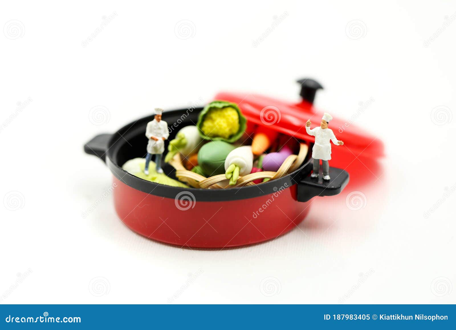 Miniature People : Chef Cooking Fresh Vegetables in a Pot Stock Image ...