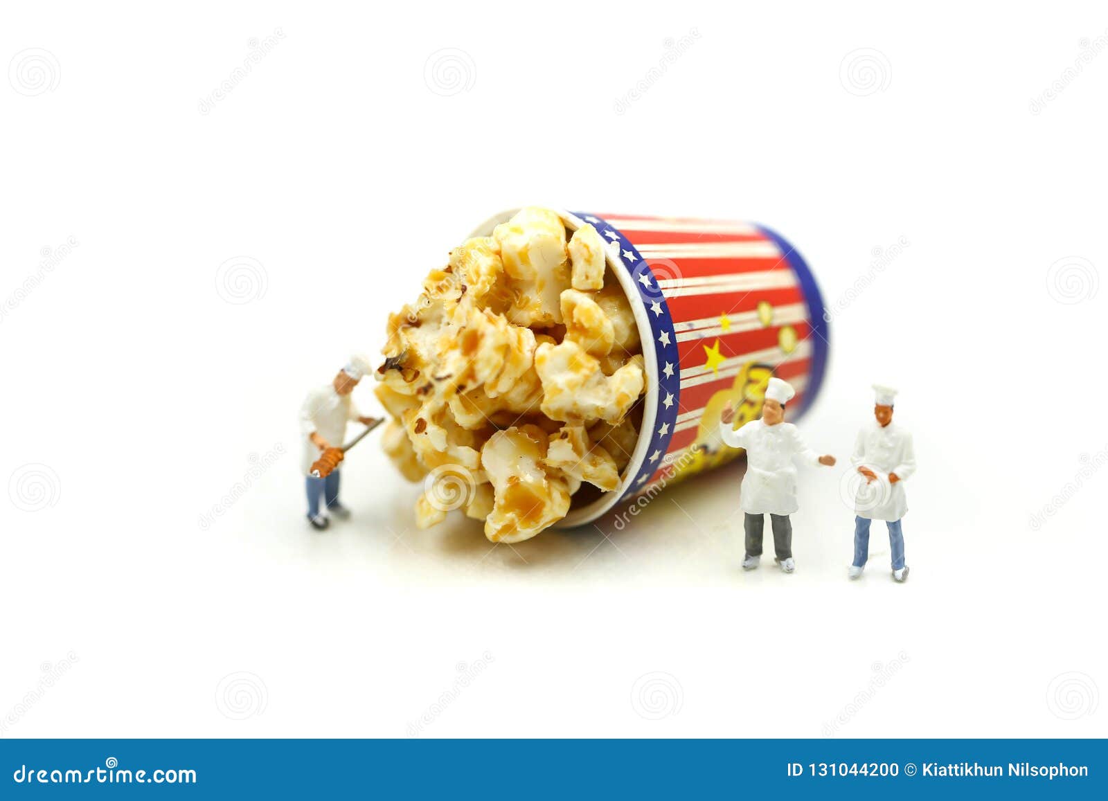 Miniature People : Chef and Friend with Popcorn. Stock Photo - Image of ...
