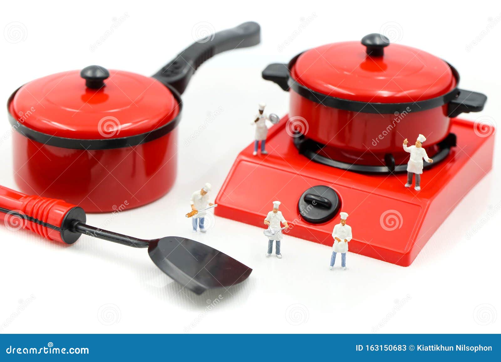 Miniature People : Cook Chef in Kitchen Interior with Kitchenware Stock ...