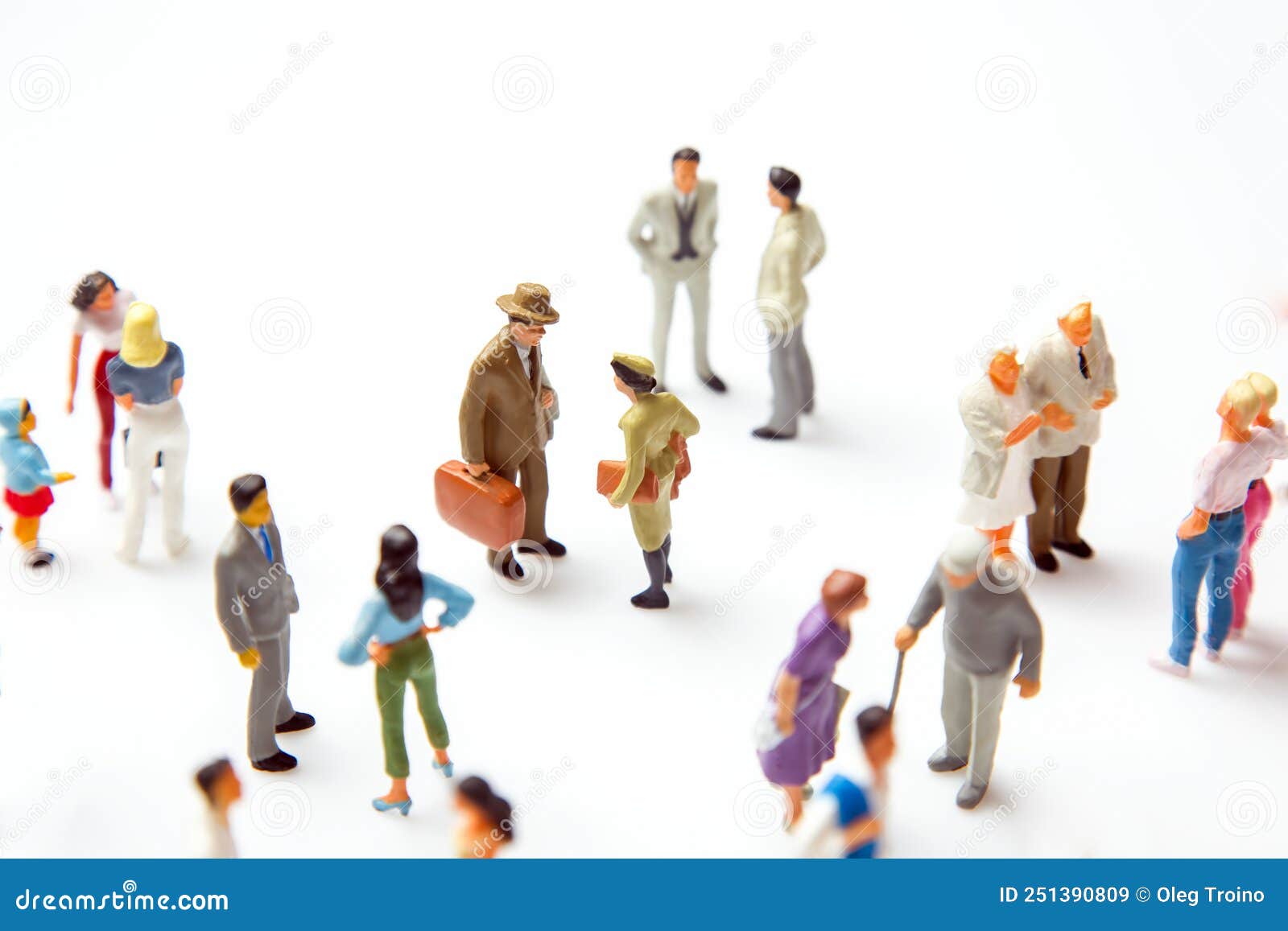 Miniature People. Different People Stand on a White Background Stock ...