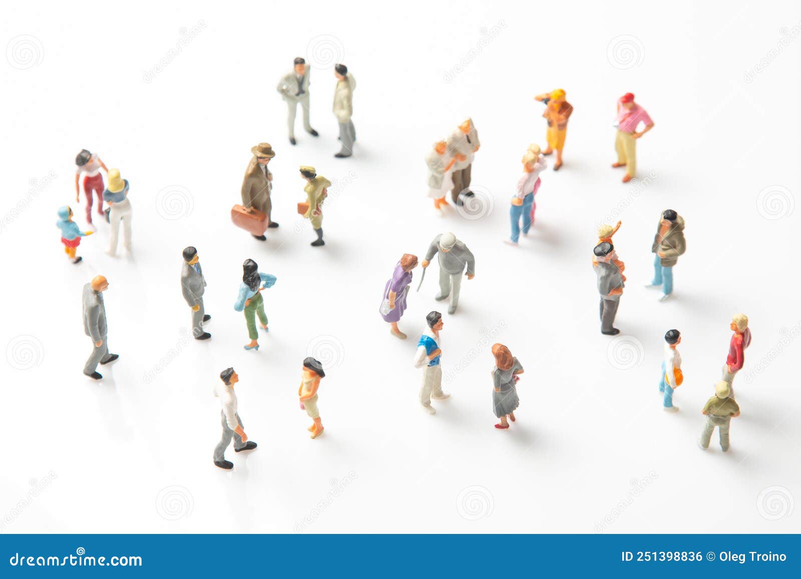 Miniature People. Different People Stand on a White Background Stock ...
