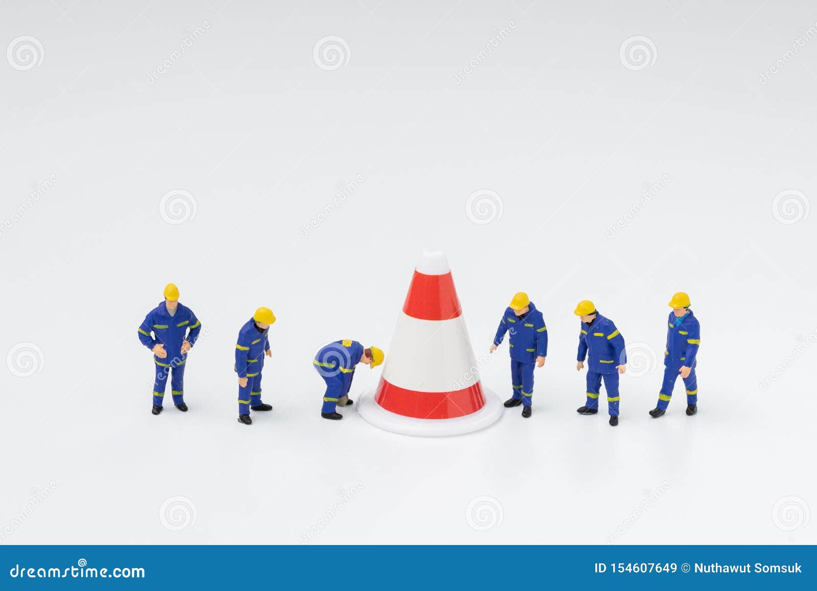 Miniature People Figure Workers with Uniform Working with Big Pylon on ...