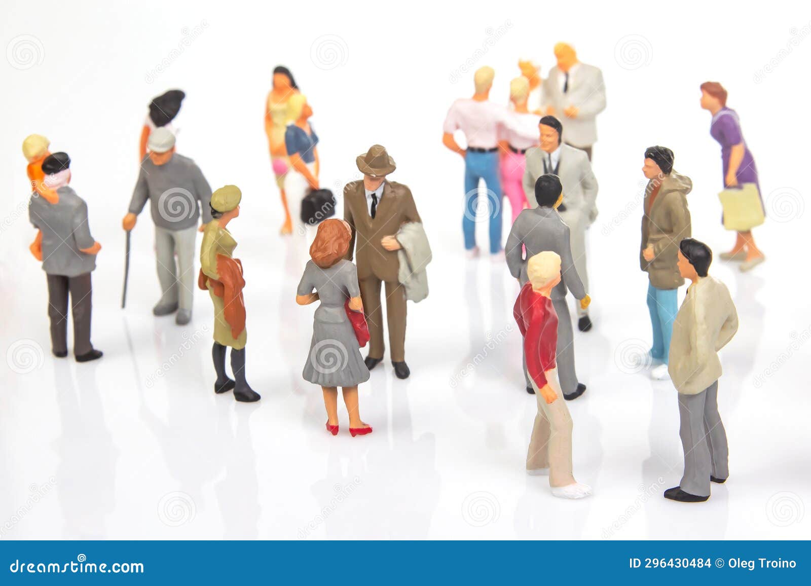 Miniature People. Group of Different People Communicate with Each Other ...