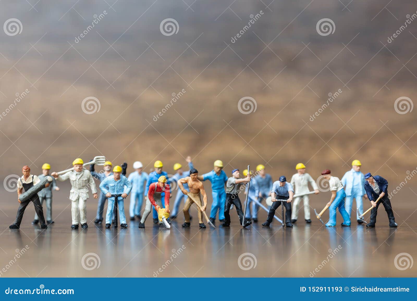 Miniature People : Group of Worker Team Holding Tool and Copy Space for ...