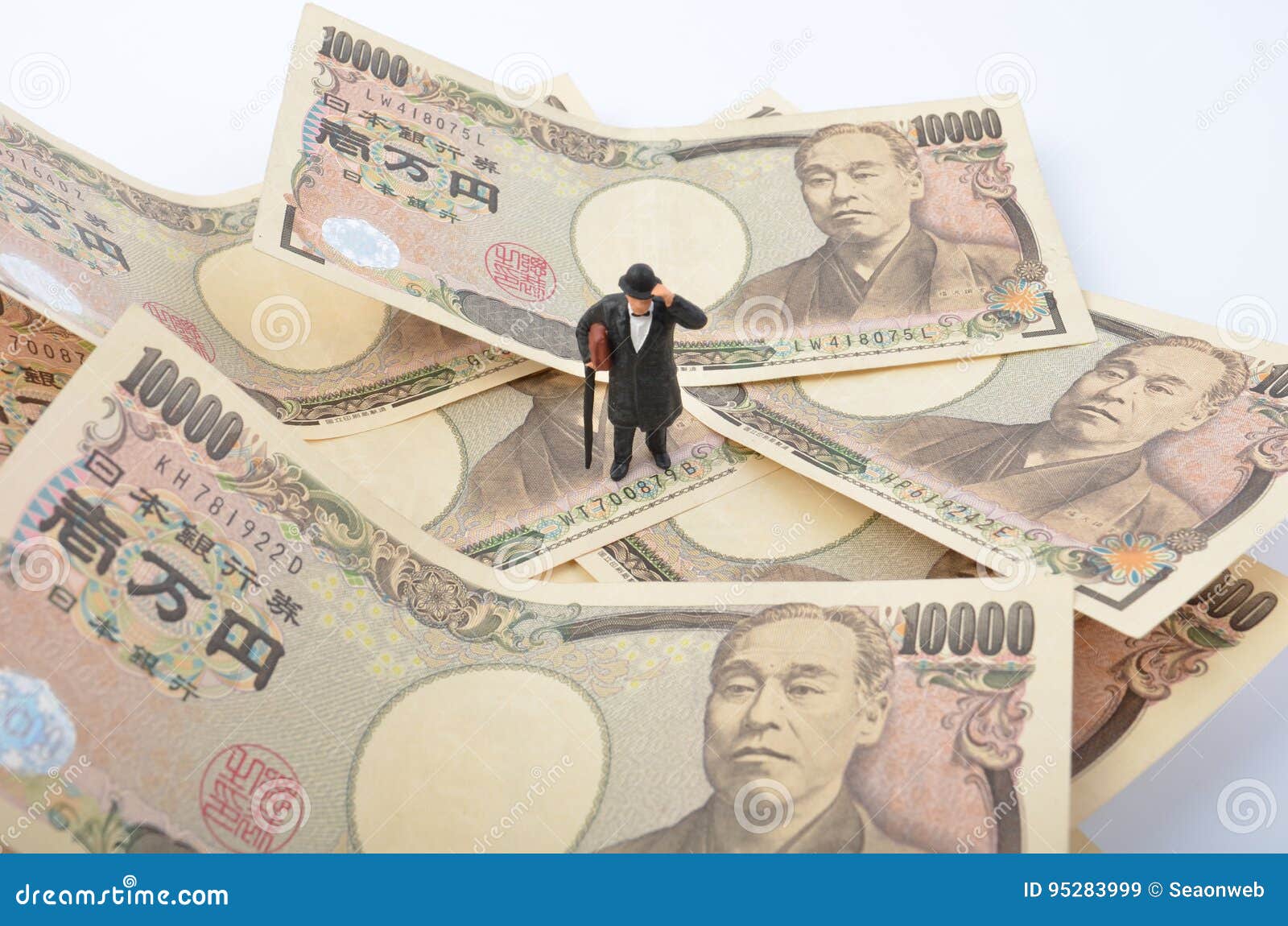 Miniature People on Japan Bank Notes Stock Image - Image of money ...