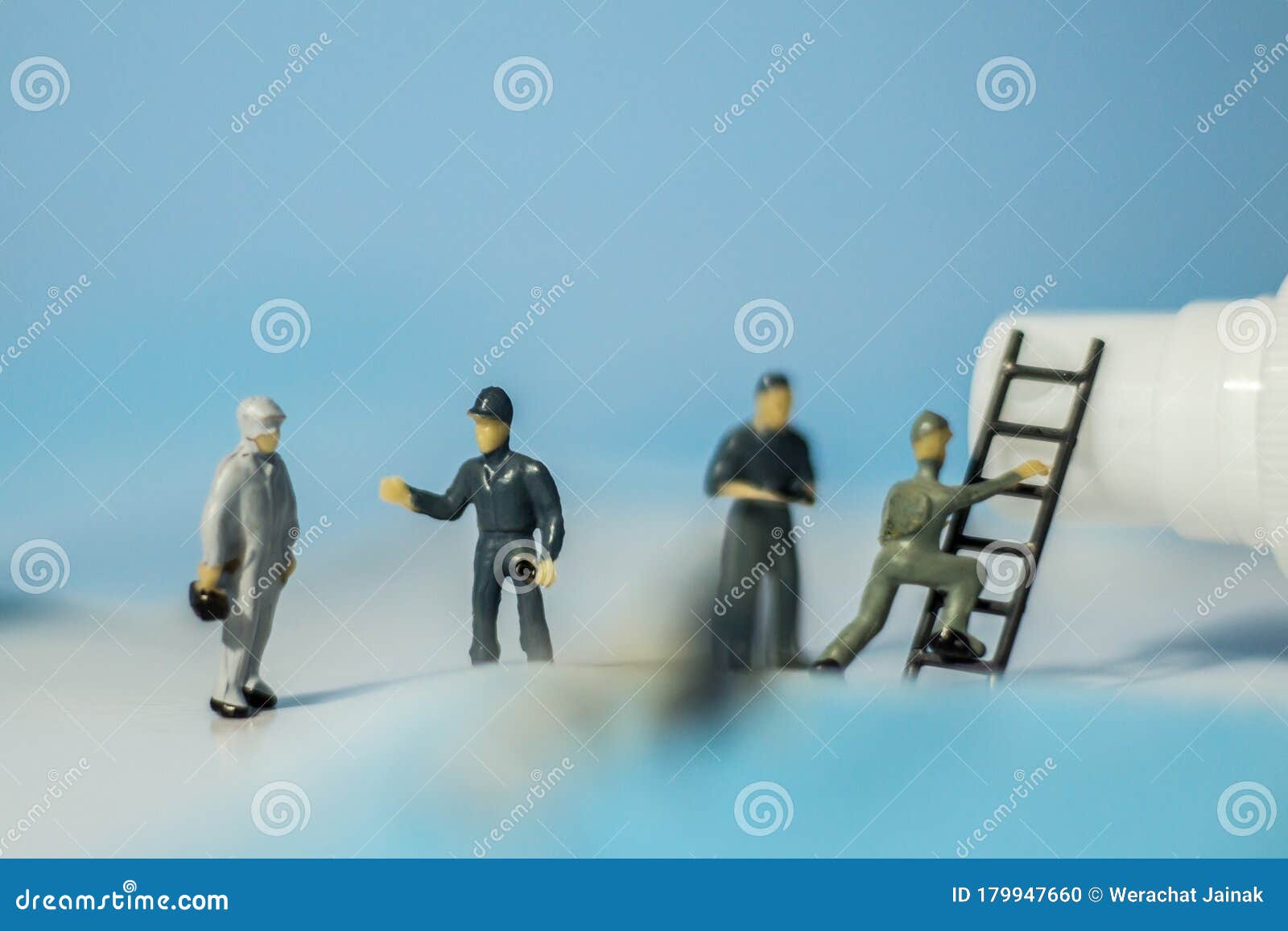Miniature People Mask Quality Inspection Team Stock Photo - Image of ...