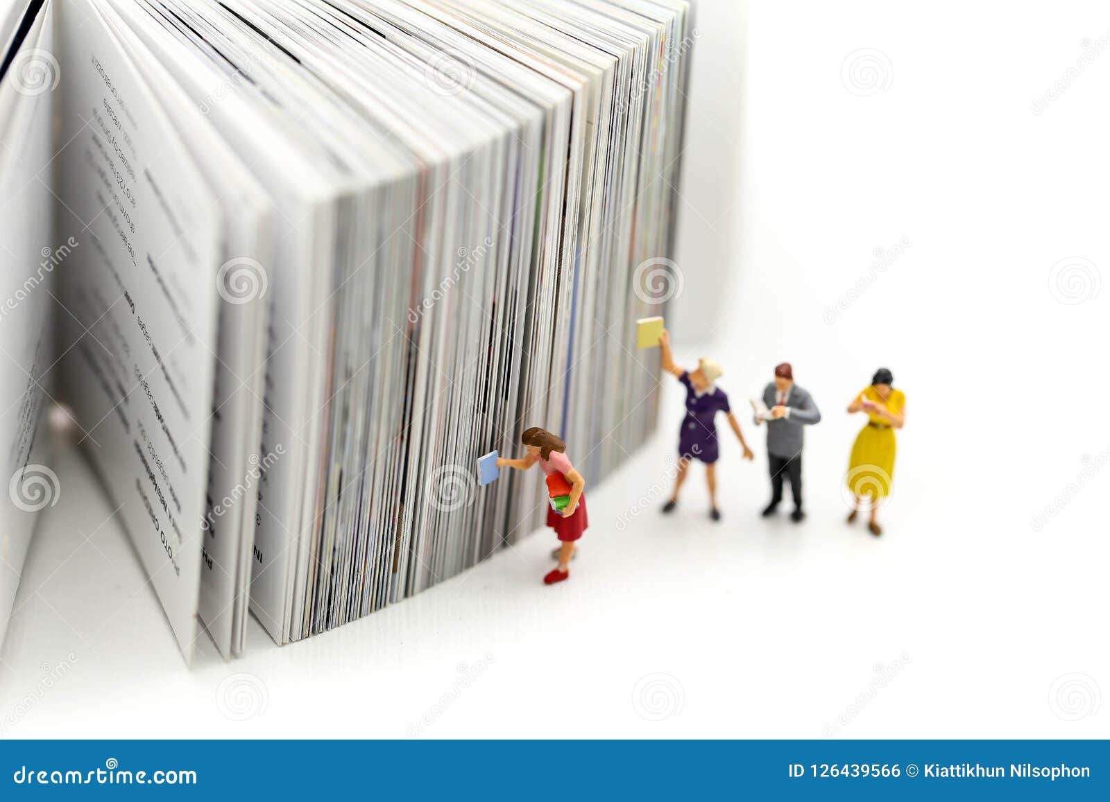 Miniature People : Reading a Book and Dictionary Using for Concept of ...