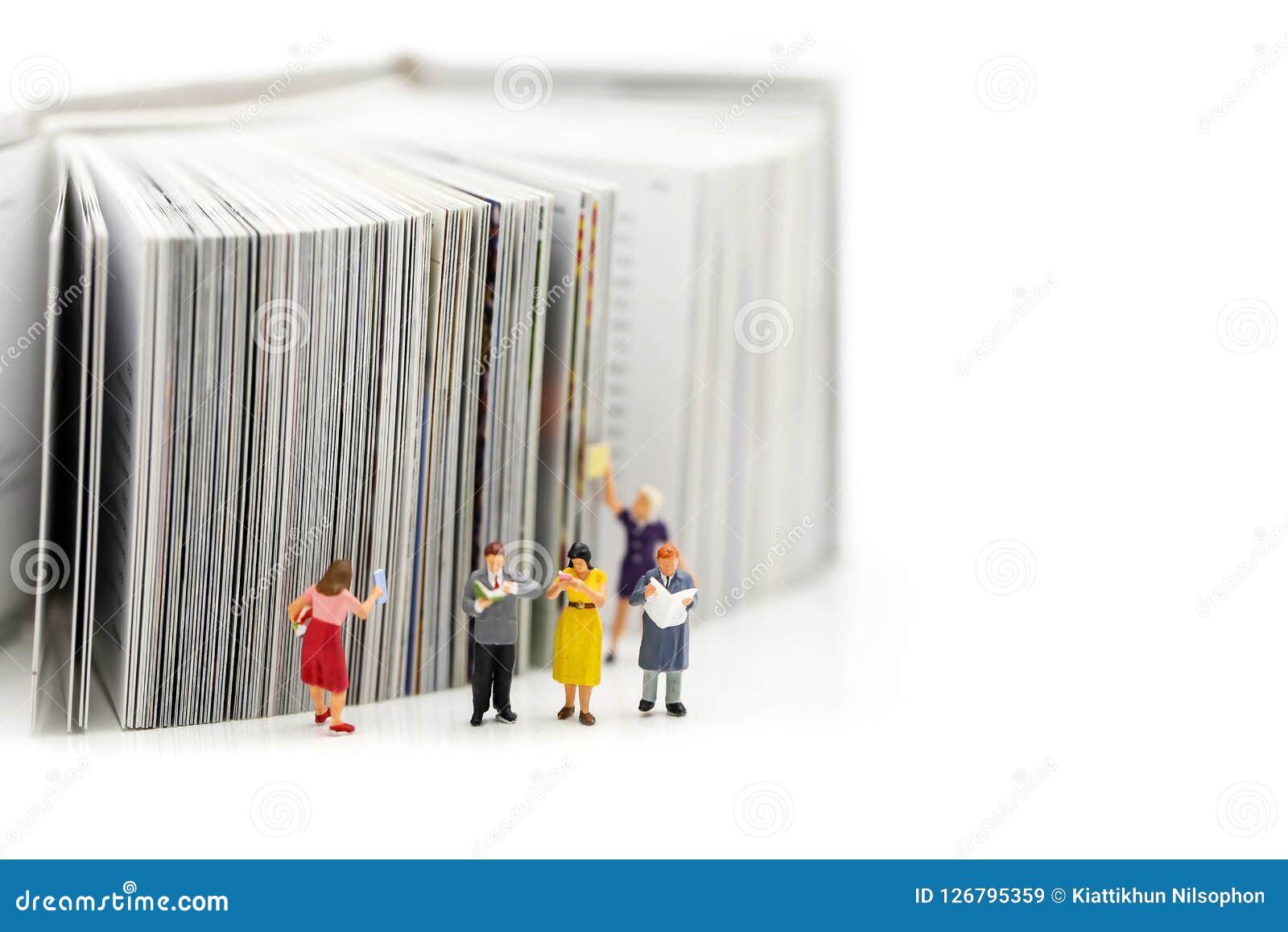 Miniature People : Reading a Book and Dictionary Using for Concept of ...
