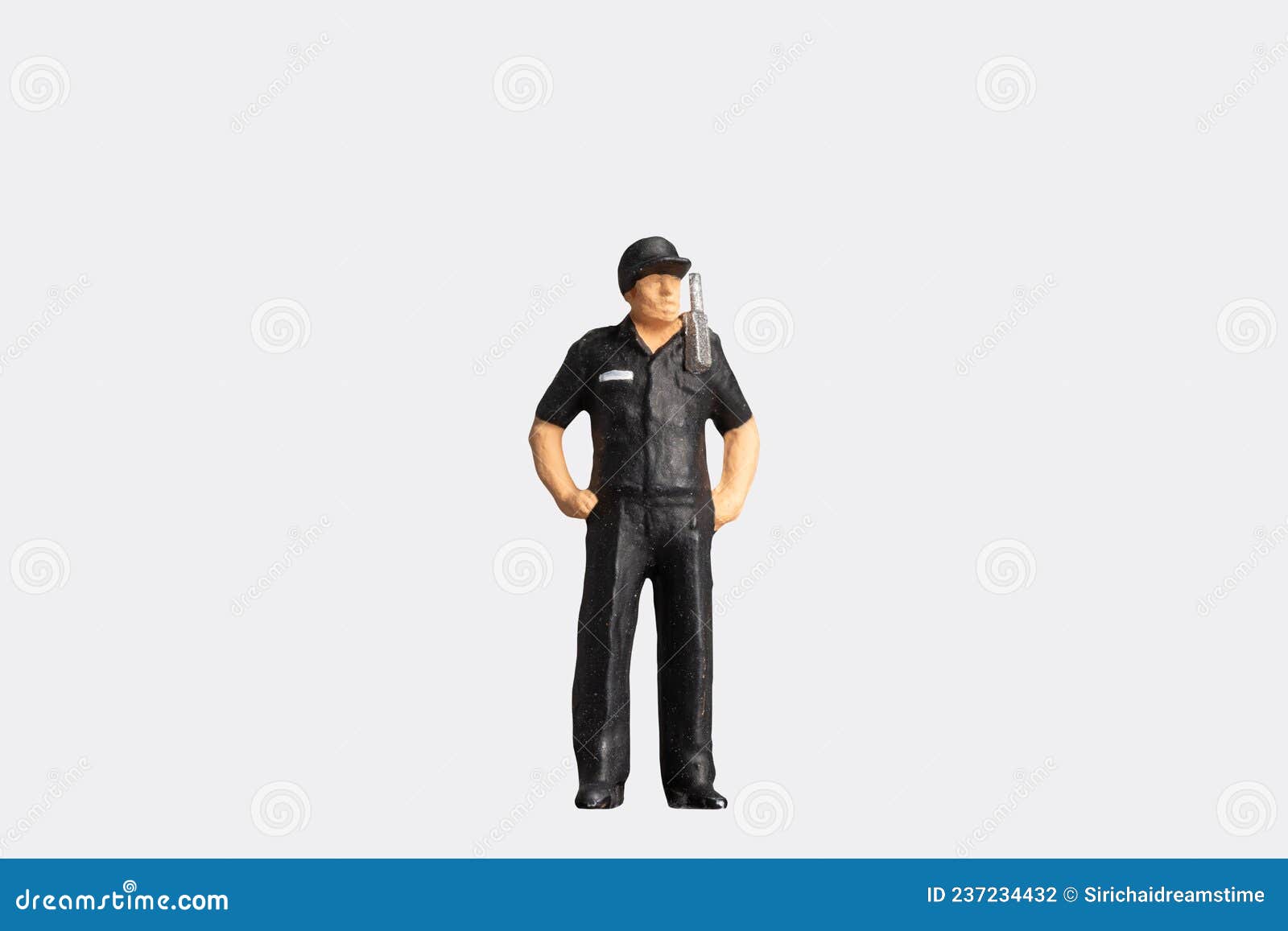 Miniature People Security Guard Isolated on White with Clipping Path ...