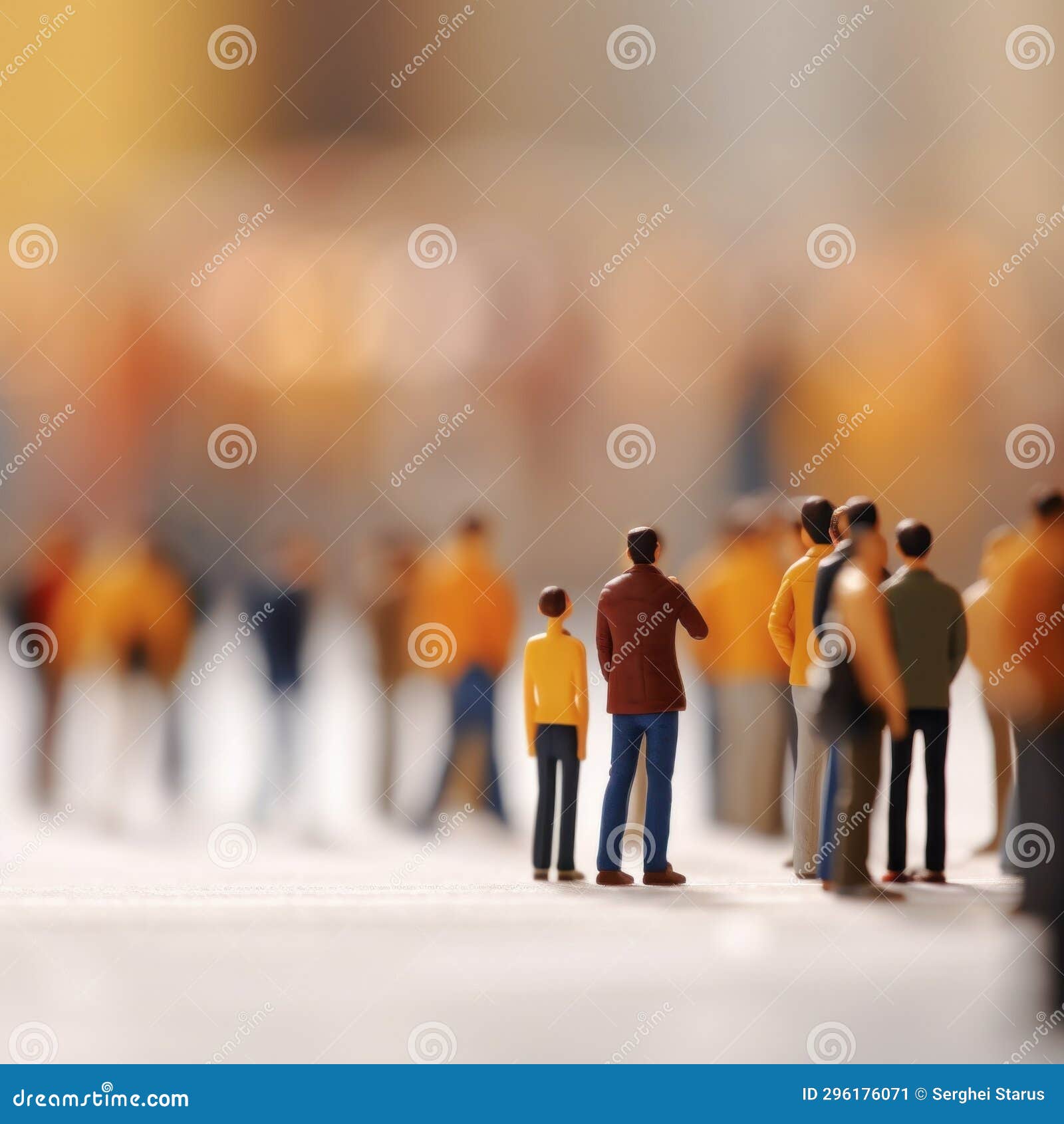 Miniature People Standing in a Crowd, AI Stock Illustration ...