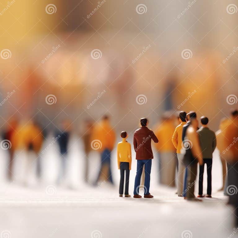 Miniature People Standing in a Crowd, AI Stock Illustration ...