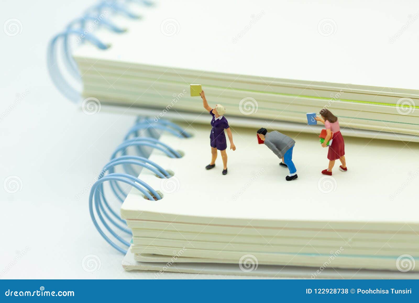 Miniature People: Student Group Reading Books at the Library. Image Use ...