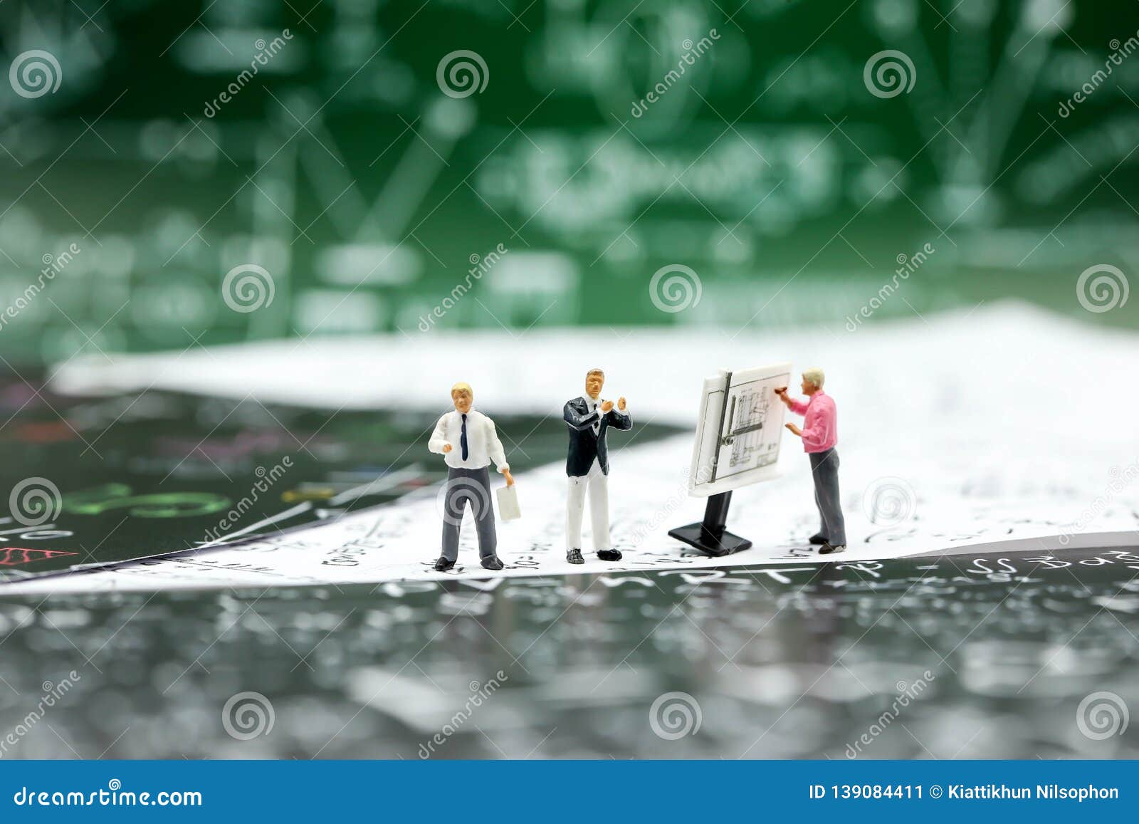 Miniature People : Teacher and Friend with Math Problems on Graph Paper ...