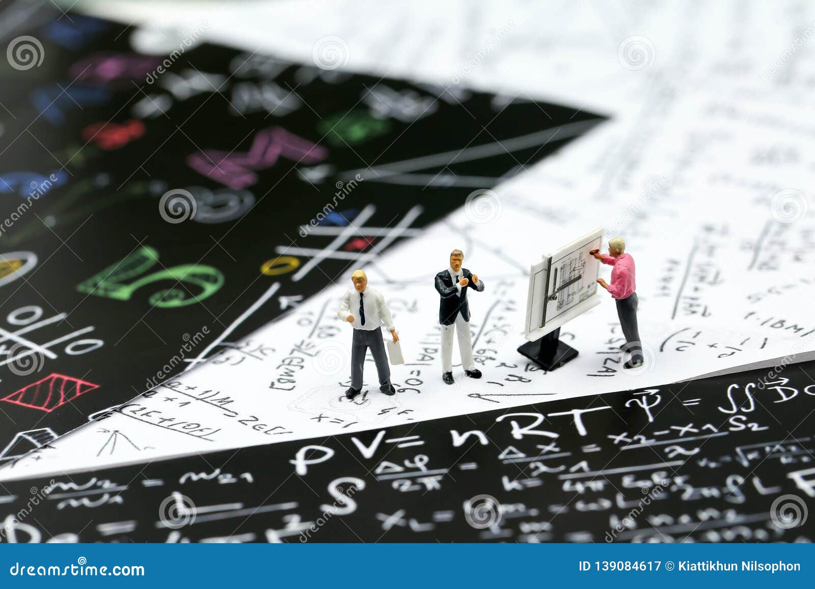 Miniature People : Teacher and Friend with Math Problems on Graph Paper ...