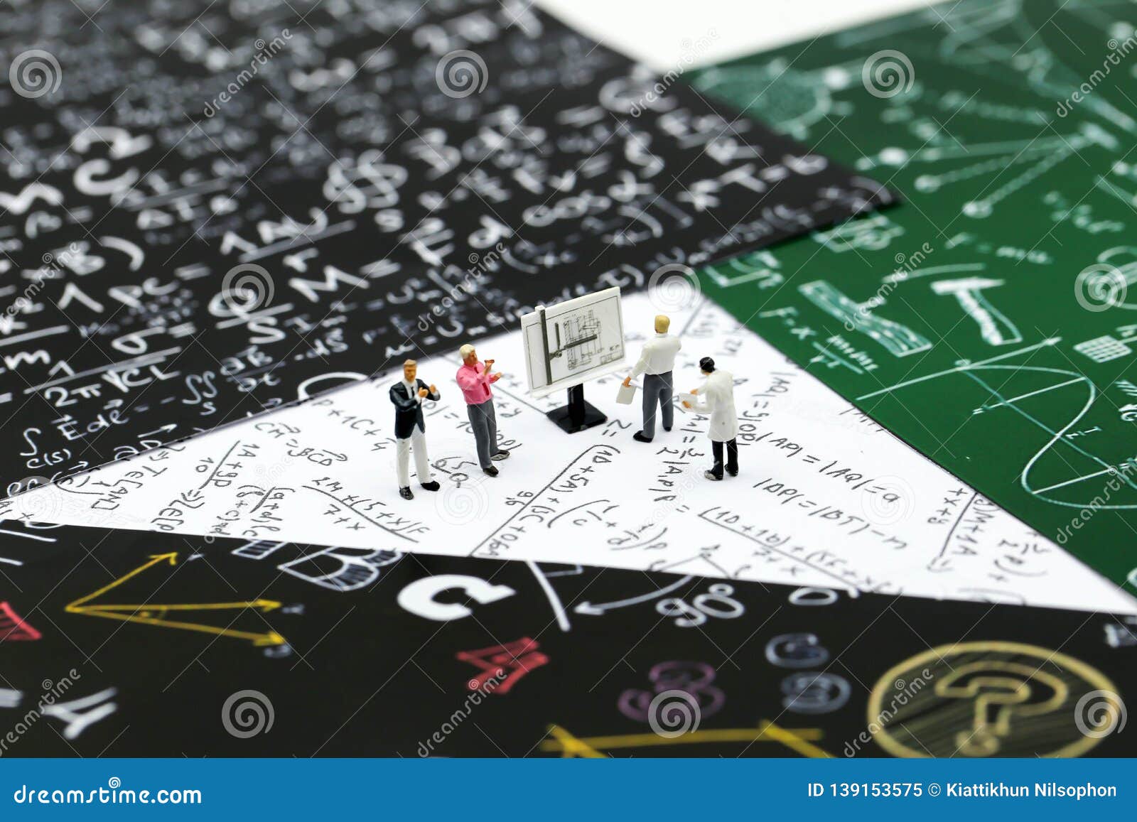 Miniature People : Teacher and Friend with Math Problems on Graph Paper ...