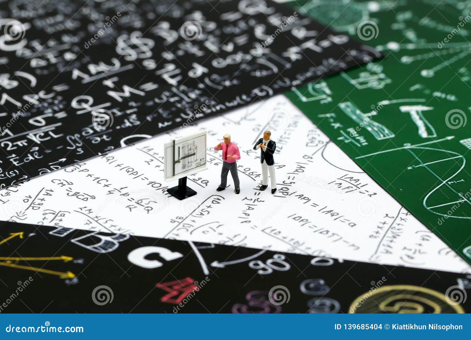 Miniature People : Teacher and Friend with Math Problems on Graph Paper ...