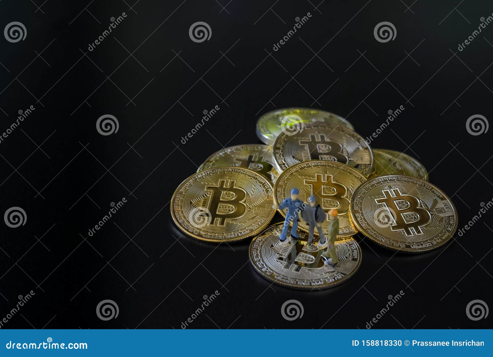 Miniature People Teamworks, Small Model Human Figure Standing on Golden ...