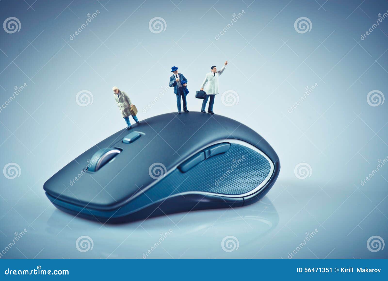 Miniature People on Top of Computer Mouse. Business Concept Stock Image ...
