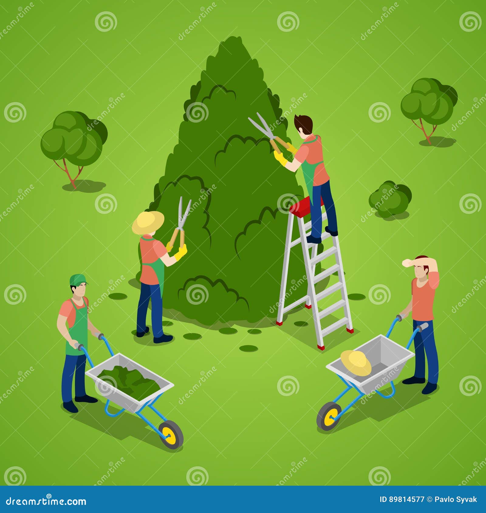 Trimming Tree Trimmer Cartoon Vector Illustration | CartoonDealer.com ...
