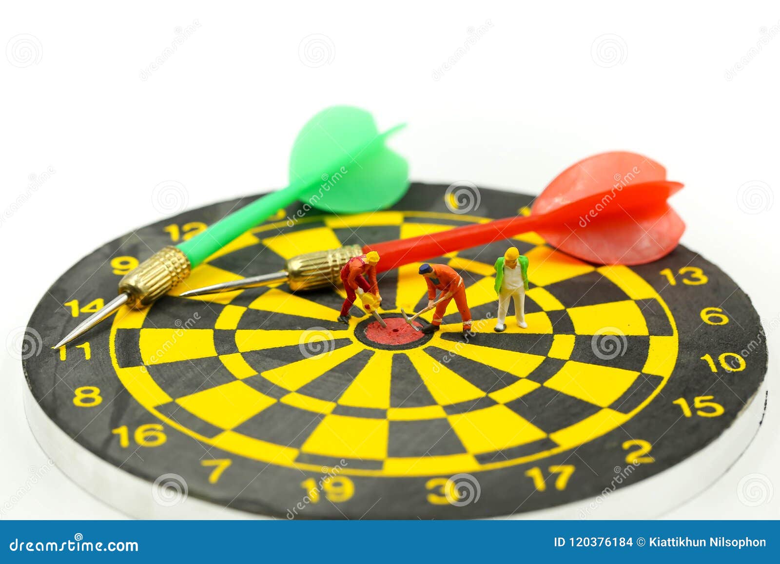 Miniature People : Worker Digging on the Target on Dart Board, C Stock ...