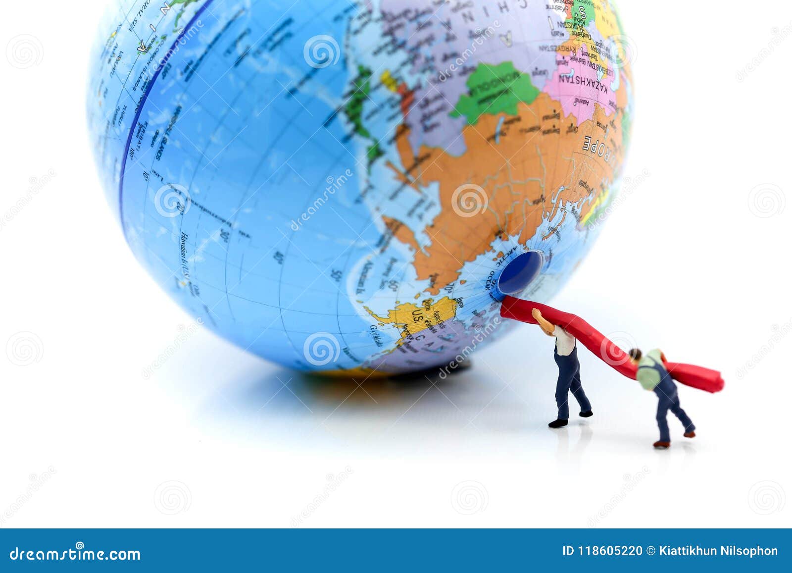 Miniature People : Worker Team Fixing a Globe World Map ,Earth D Stock ...